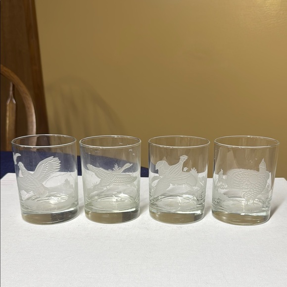 Dining | Crystal Glass Etched Game Birds Old Fashioned Rocks Glasses ...